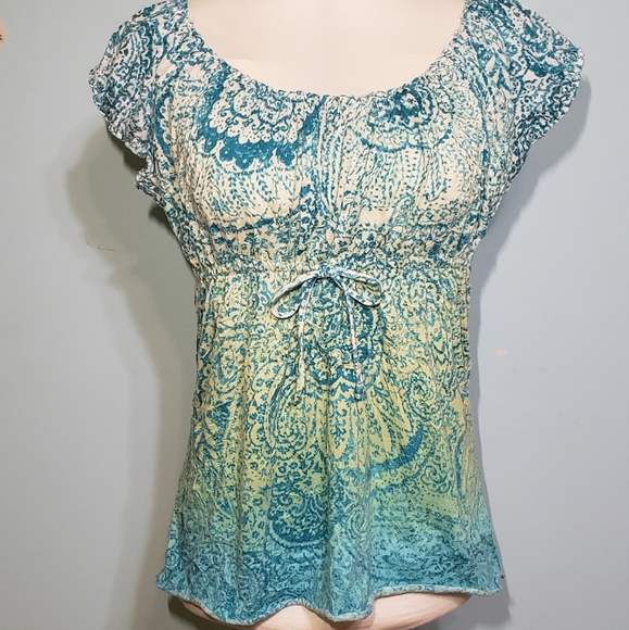 Axcess | Tops | Ombre Turquoise Cottagecore Top | Poshmark